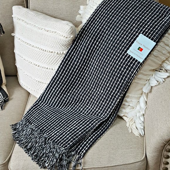 Roca Home | Bedding | New Boho Farmhouse Black White Throw Blanket ...